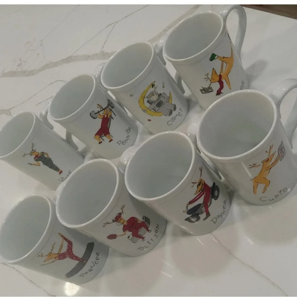 Pottery Barn | Dining | Pottery Barn Hip Reindeer Mugs Set Of 8 | Poshmark